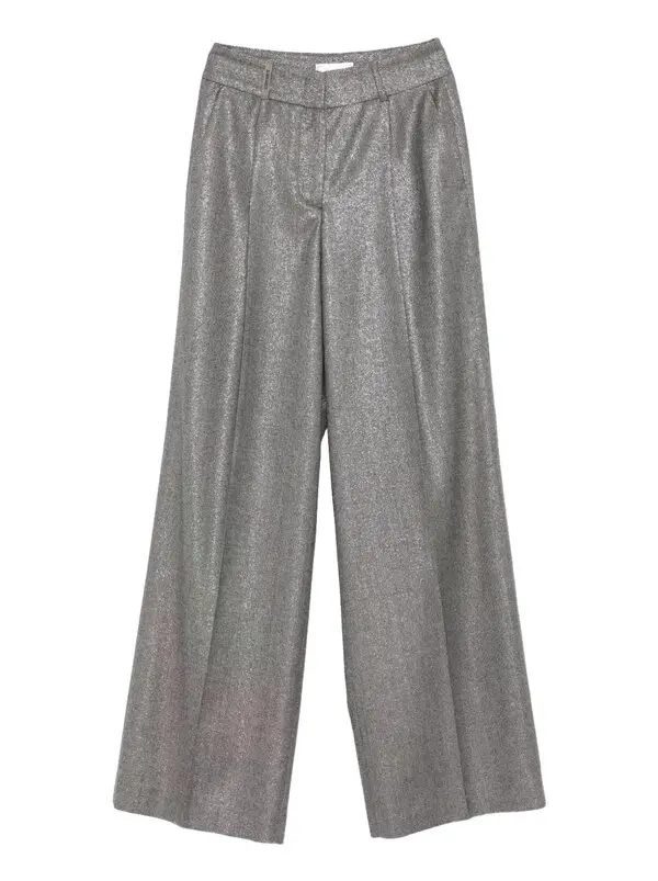 Peserico Metallic Wide-leg Pants - Silver