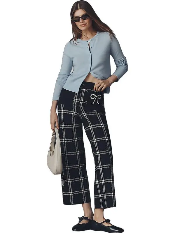 Maeve Colette Cropped Sweater Pants - Black Pattern
