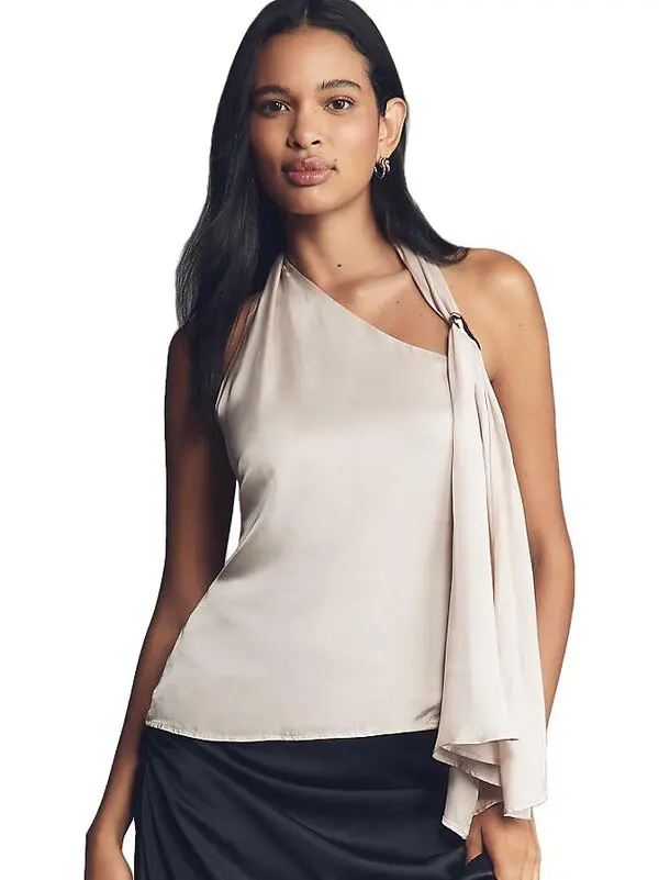 Astr The Label Alyx One-shoulder Top - Warm Champagne