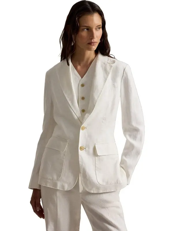 Ralph Lauren Single-breasted Linen Blazer - White
