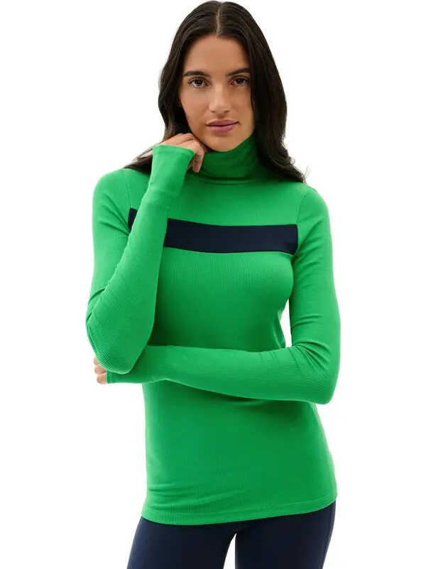 Splits59 Lennon Ribbed Turtleneck - Grass/indigo