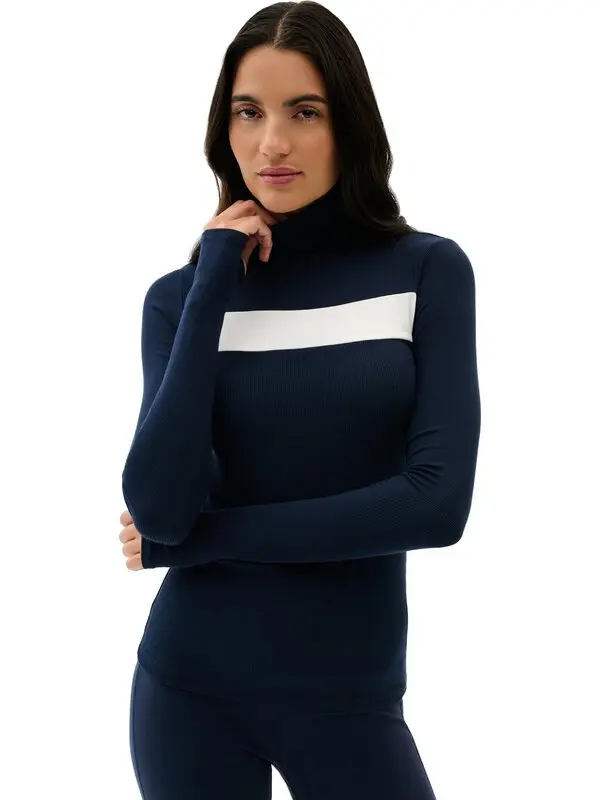 Splits59 Lennon Ribbed Turtleneck - Indigo/white