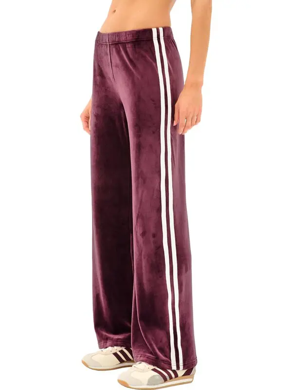 Splits59 Heritage Velour Wide Leg Pant - Dark Cherry/white