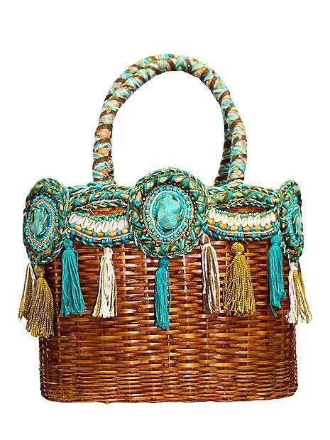 SAMBBOHO Raffia Tote Bag - Coastal