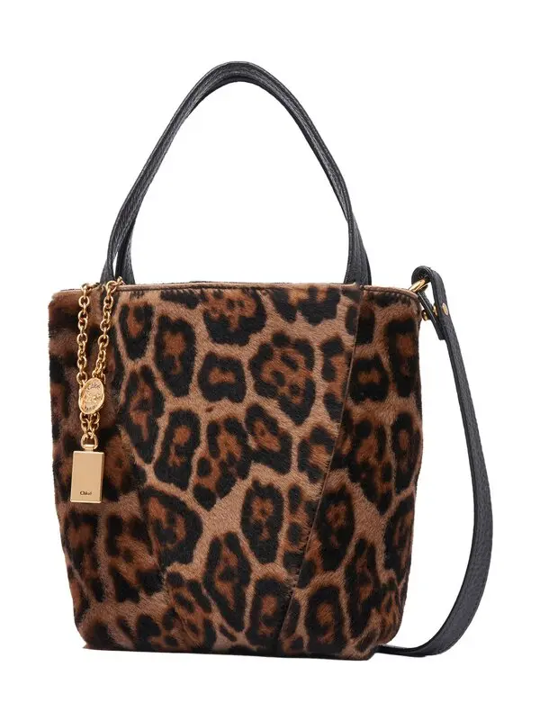 Chloé Spin Small Shearling Bucket Bag - Animal