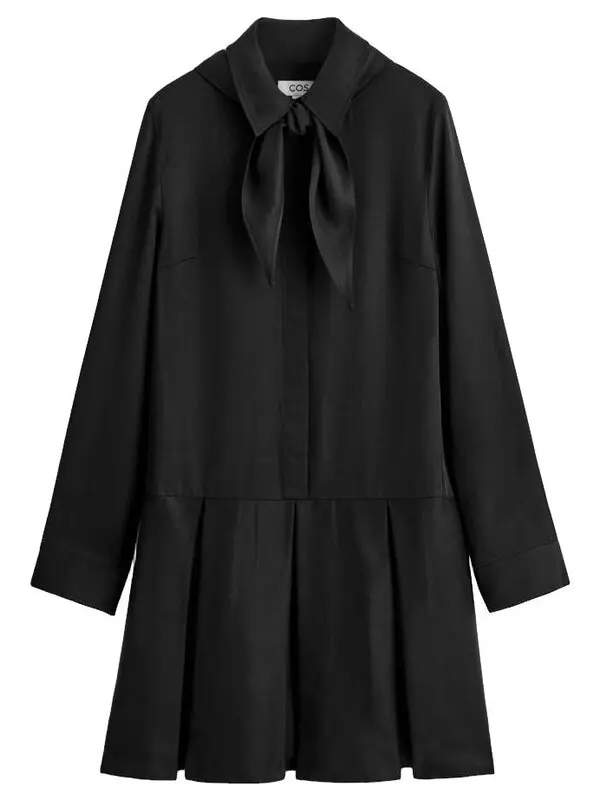Cos Scarf-detail Dropped-waist Mini Dress - Black