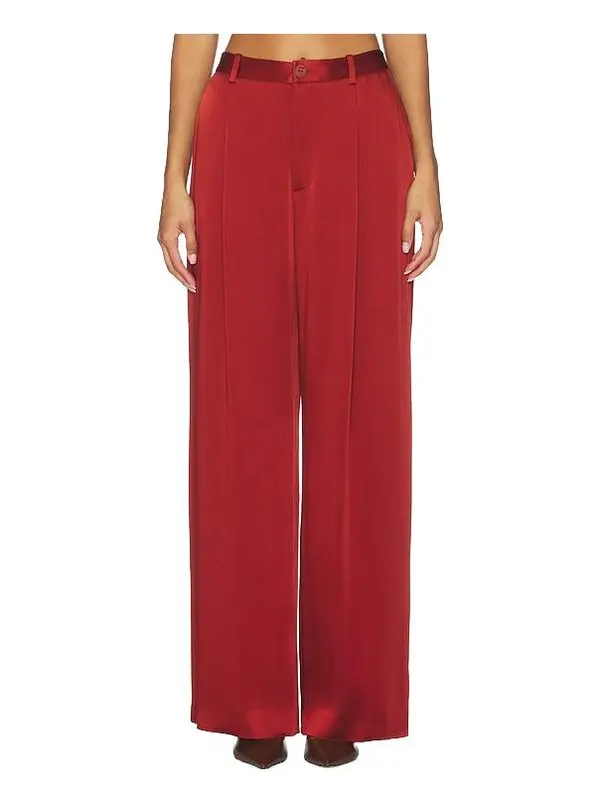 Lapointe Satin Relaxed Pleated Pant - Rust