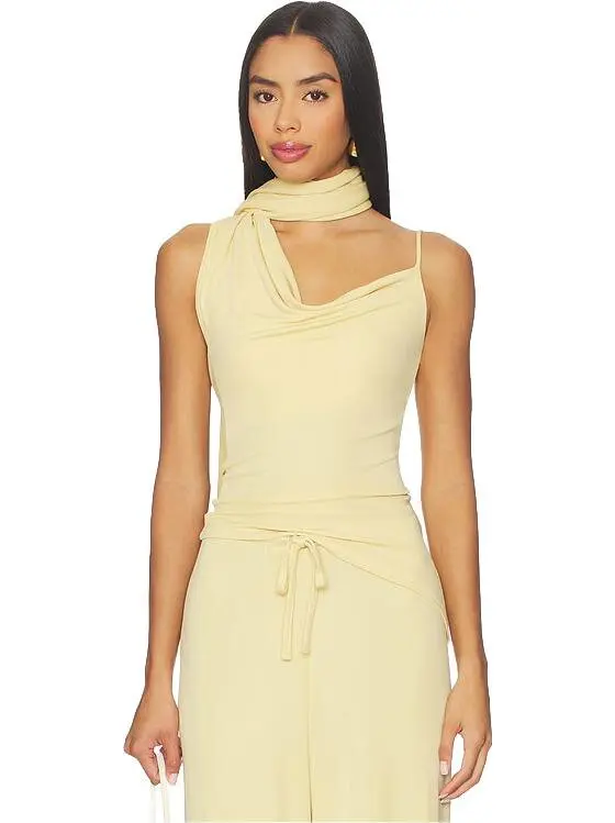 AYA MUSE Asymmetrical Scarf Tank Top - Buttercream