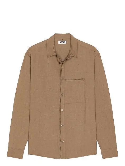 KROST Blanket Stitch Shirt In Brown - Demitasse
