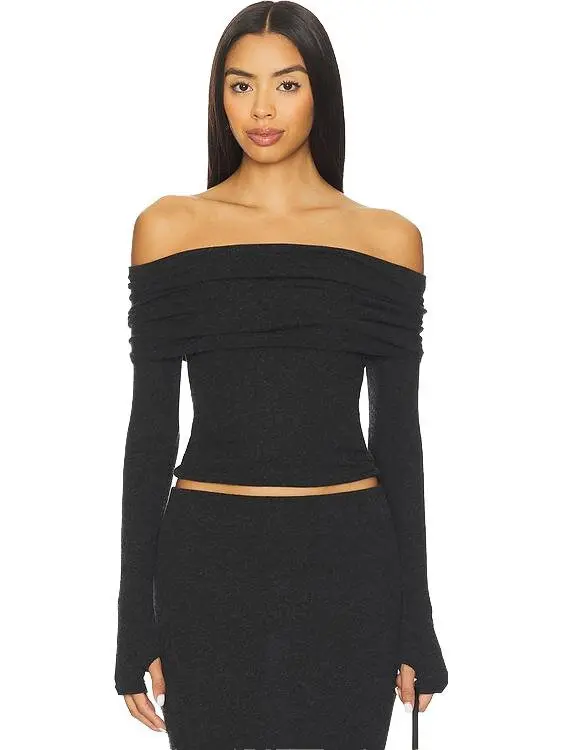 Enza Costa Off Shoulder Top - Charcoal
