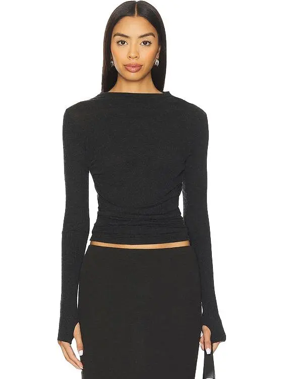 Enza Costa Twist Top - Charcoal