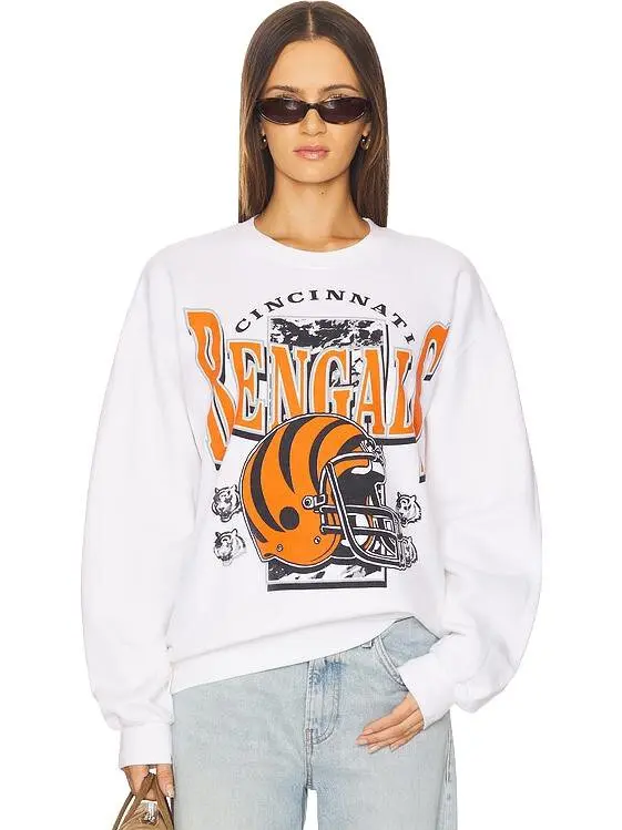 Junk Food Bengals Conversion Crew Fleece Sweatshirt - White