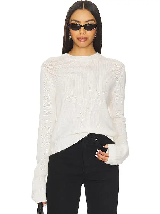 Enza Costa Easy Long Sleeve Crewneck Sweater - Chalk
