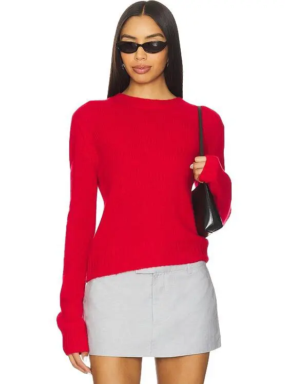 Enza Costa Easy Long Sleeve Crew Sweater - Classic Red