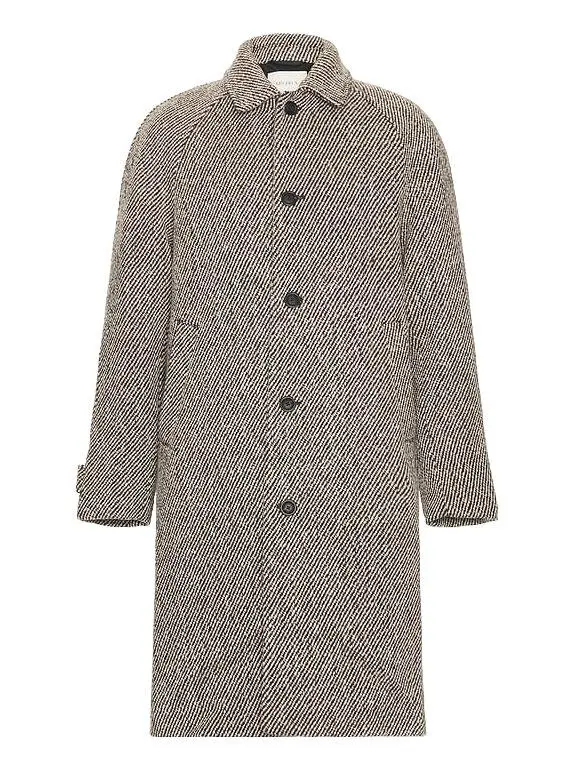 LES DEUX Michael Twill Wool Coat - Salt Pepper