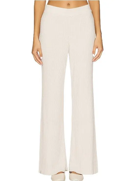 Barefoot Dreams Cozychic Ultra Lite Lurex Rib Wide Leg Pant - Chai