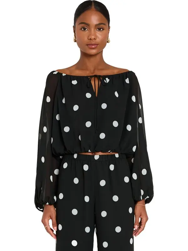 Amanda Uprichard Dallas Polka Dot Top - Black Ivory