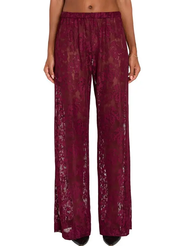 Amanda Uprichard Mariko Lace Wide Leg Pants - Wine