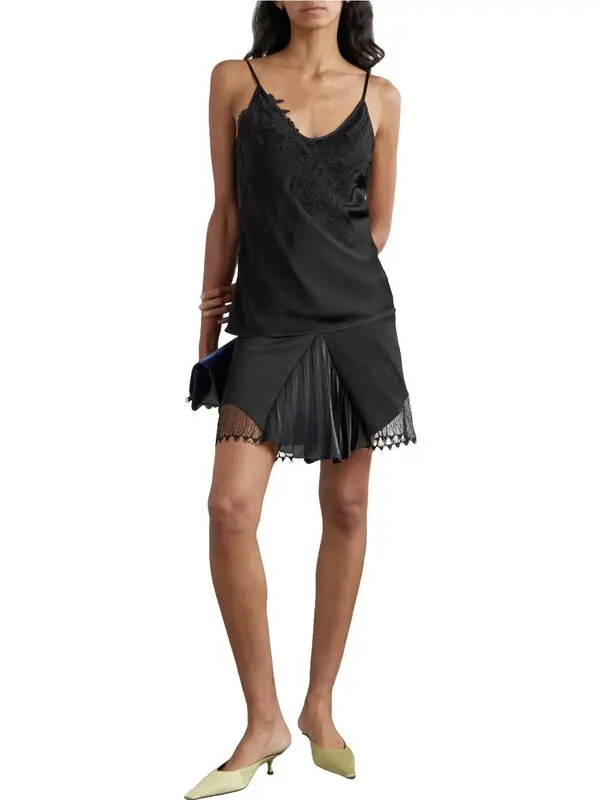 Victoria Beckham Lace-trimmed Satin-crepe Camisole - Black