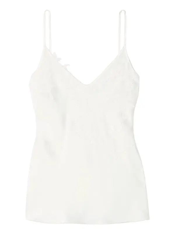 Victoria Beckham Lace-trimmed Satin-crepe Camisole - Ivory