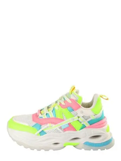 BUFFALO BOOTS Triplet Hollow Low Top Sneaker - White/neon Multi