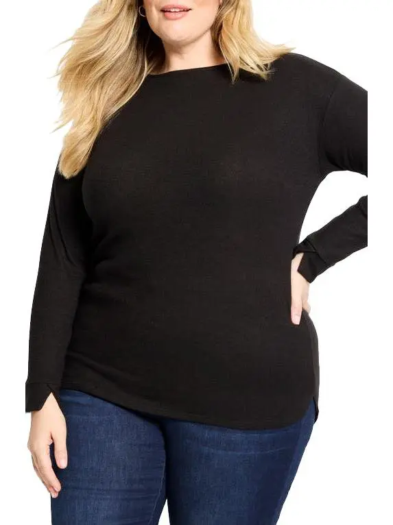 NIC+ZOE Knit Long-sleeve Top - Black Onyx