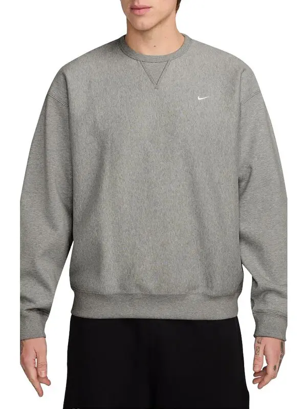 Nike Fleece Crewneck Sweatshirt - 063 Dk Grey Heather/white
