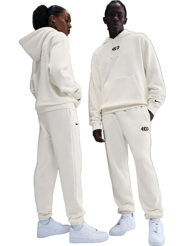 Nike Caitlin Clark Fleece Cuffed Basketball Pants - White