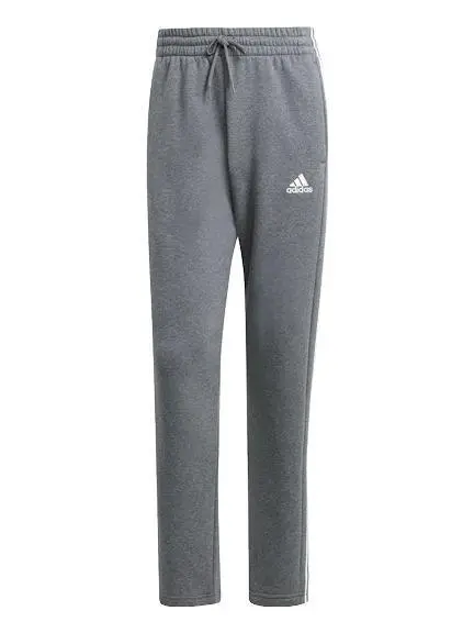 Adidas Essentials 3stripes Open Hem Fleece Pants - Dark Grey Heather