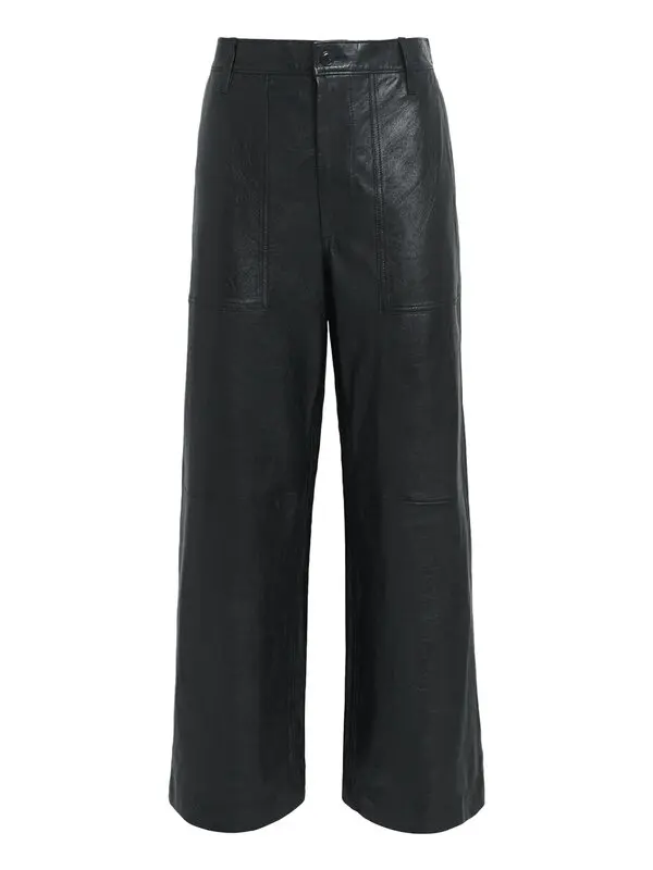 Polo Ralph Lauren Lambskin Wide-leg Trousers - Black