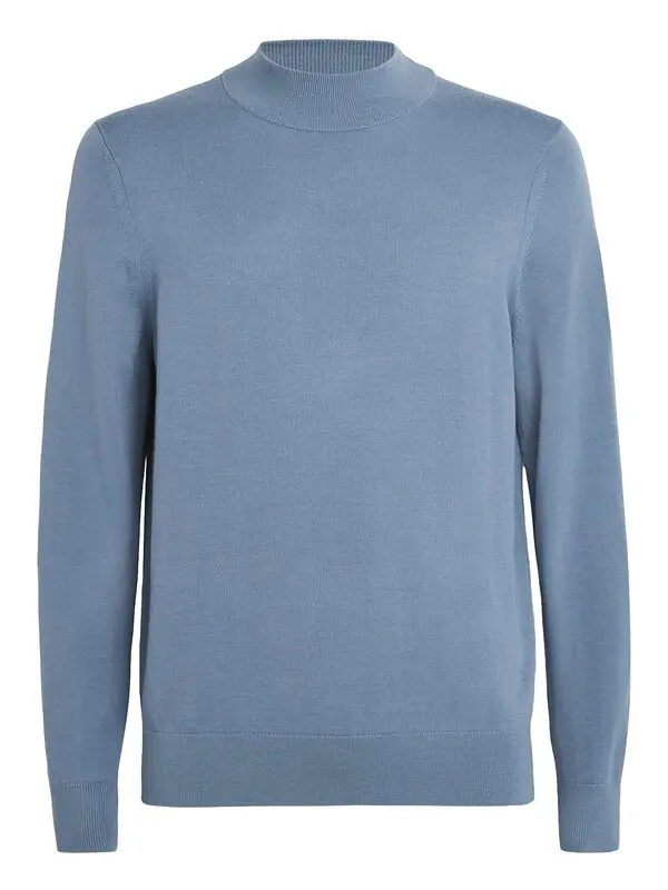 Sandro Wool High-neck Sweater - Blue