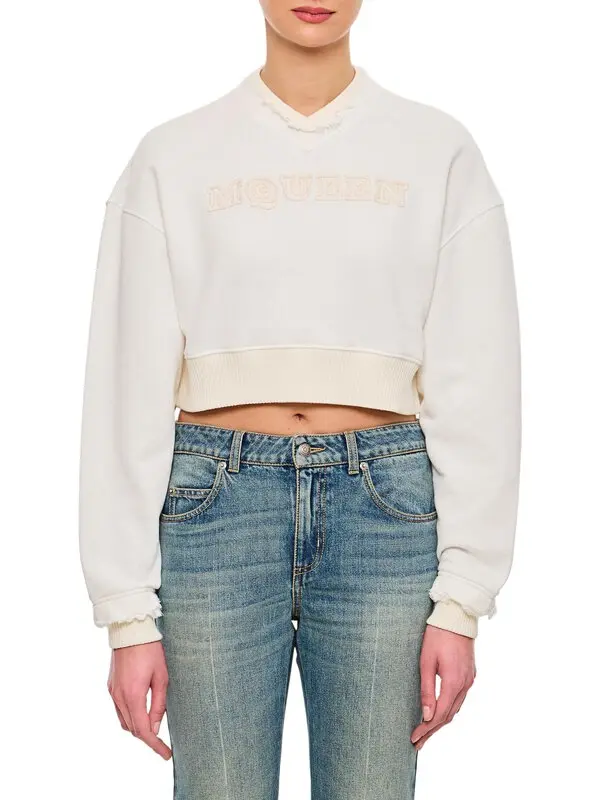 Alexander McQueen Cropped Logo Sweatshirt - White