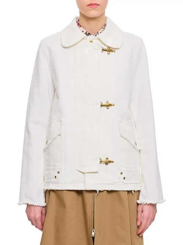 FAY Jacket With Hook And Button Closure - White