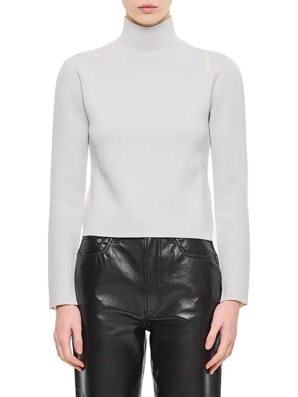 Marni Turtleneck Cropped Sweater - White