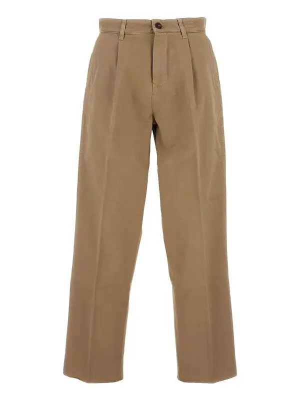 FAY Pleated Relaxed Fit Trousers - Beige