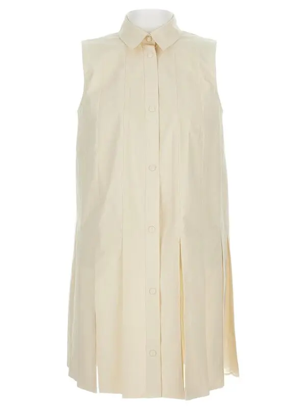 Moncler Sleeveless Pleated Dress - Beige