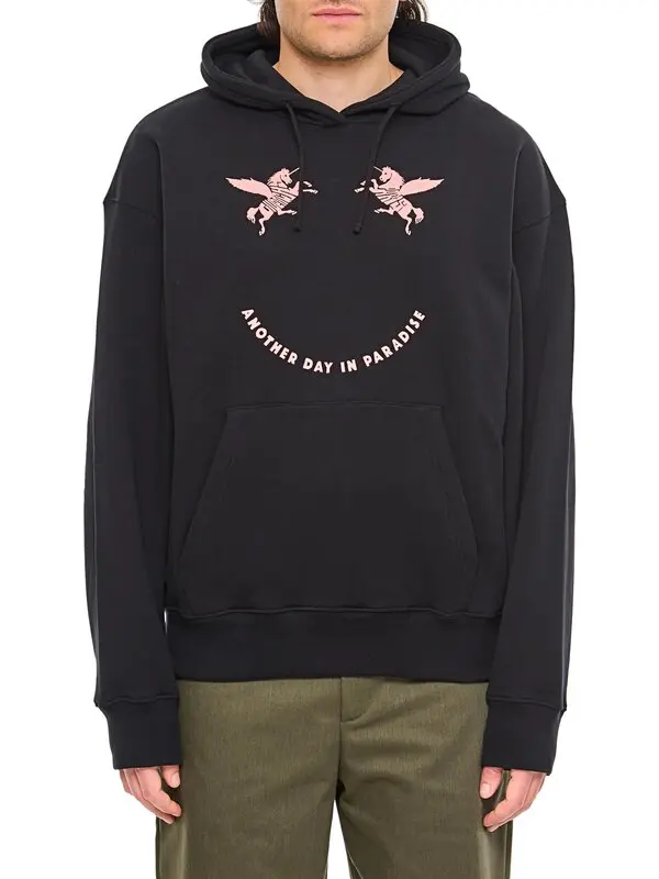 Givenchy Hooded Sweatshirt With Unicorn Embroidery - Black