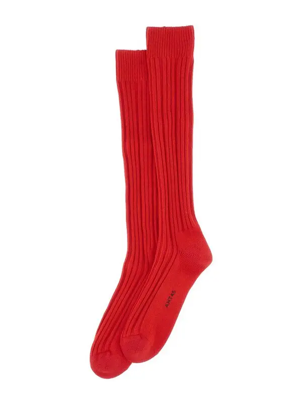 ANT45 Ribbed Knee-high Socks - Red