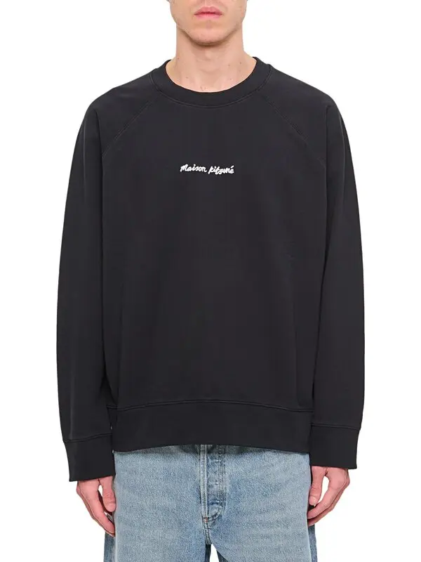 Maison Kitsuné Crewneck Sweatshirt With Embroidery - Black