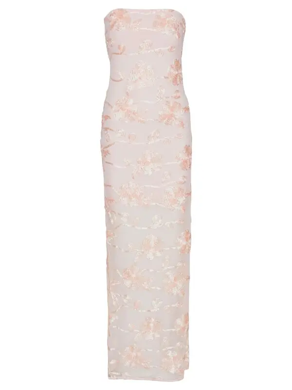 Remain Birger Christensen Floral Strapless Mesh Dress - Rose