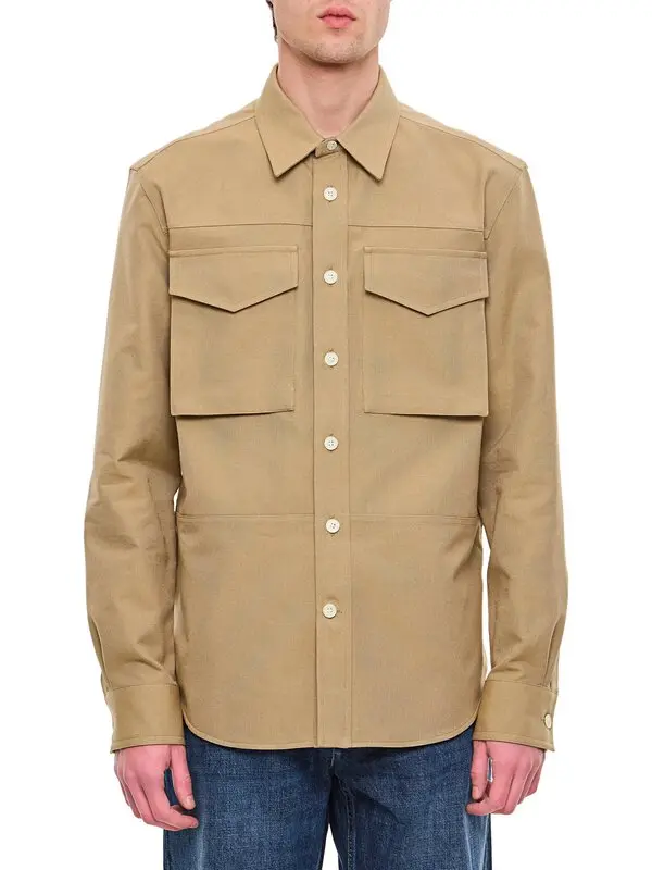 Alexander McQueen Military Cotton Shirt With Pockets - Beige
