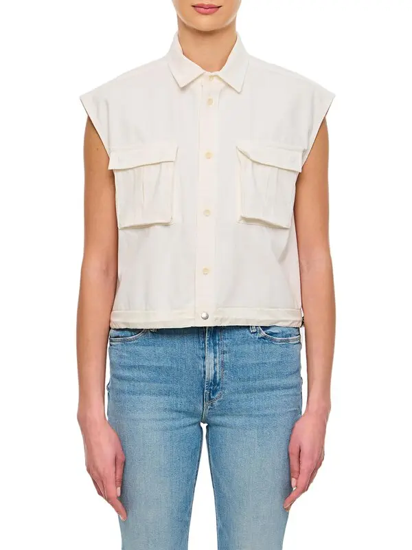 Sacai Sleeveless Cropped Shirt - White