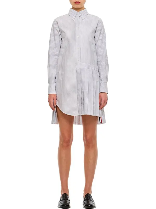Thom Browne Oversized Striped Shirt Dress - Grey