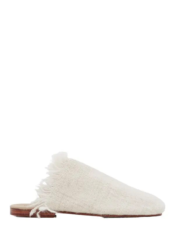 THIBAULT VAN DER STRAETE Slippers With Fringe - White