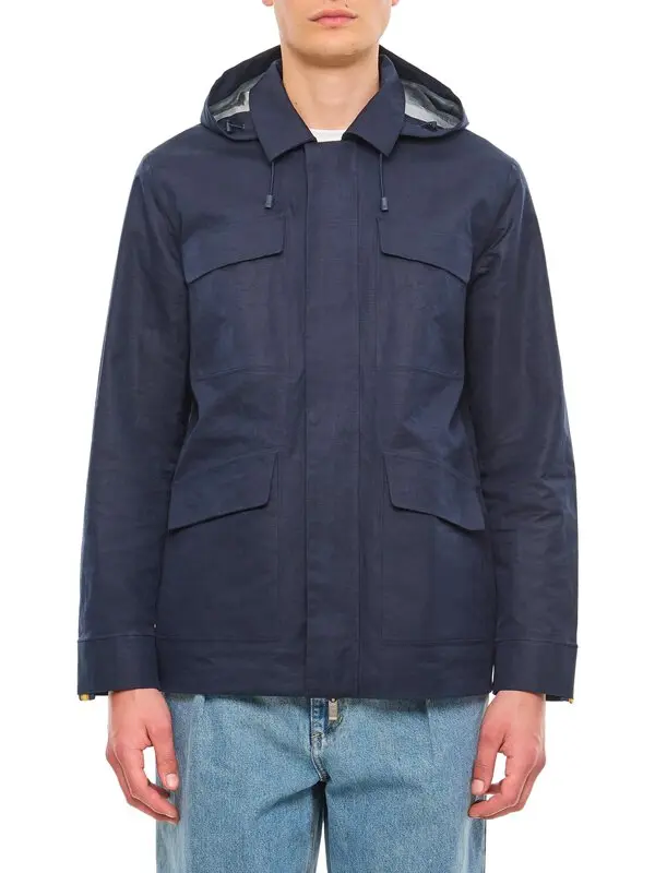 K-WAY Erhal Linen Blend Jacket - Blue