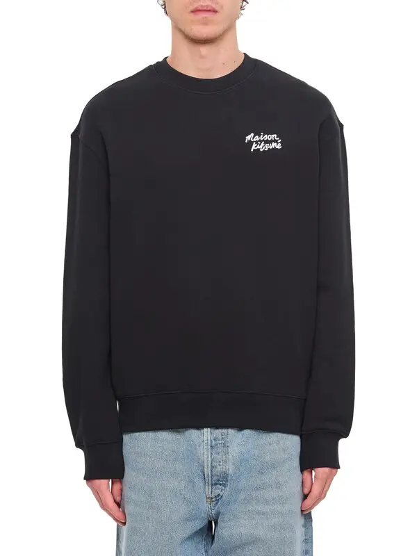 Maison Kitsuné Crewneck Sweatshirt With Logo - Black