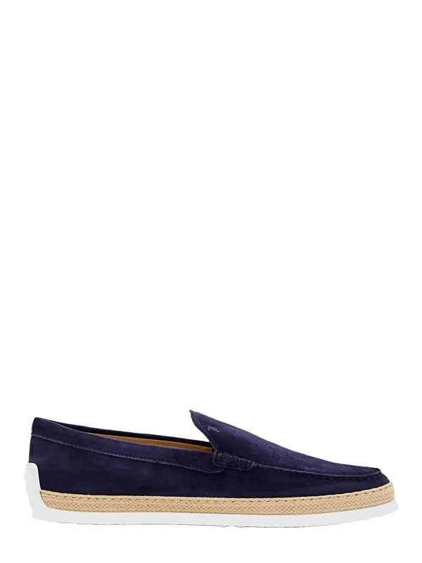TOD'S Raffia Sole Loafers - Blue