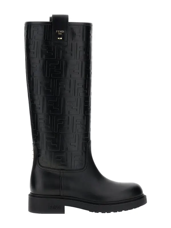 Fendi Filo Leather Boots - Black