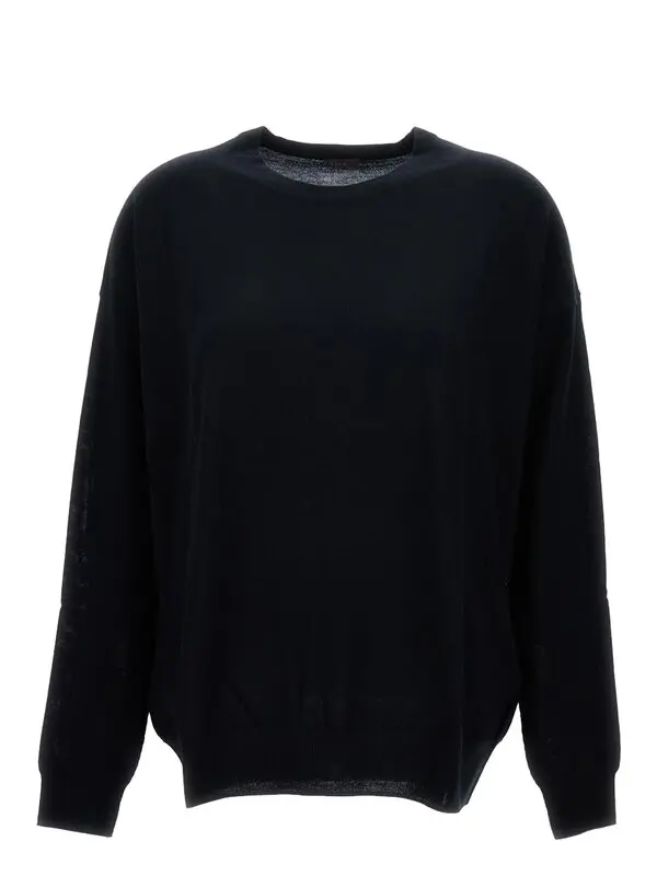 HIRA Ribbed Crew Neck Sweater - Black