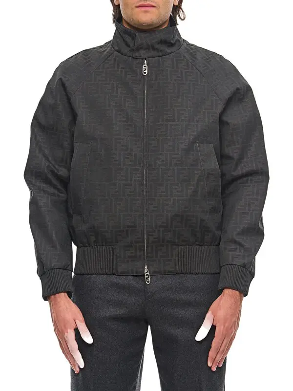 Fendi Bomber Jacket With Logo - Grey